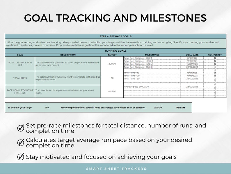 Marathon Training Log Spreadsheet for Google Sheets - Teal, Running Log ...