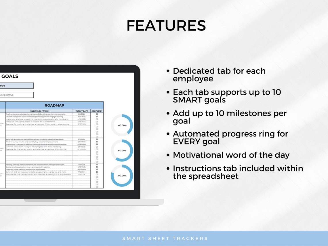 Employee Goal Setting Template for Google Sheets, SMART Goals, Small ...