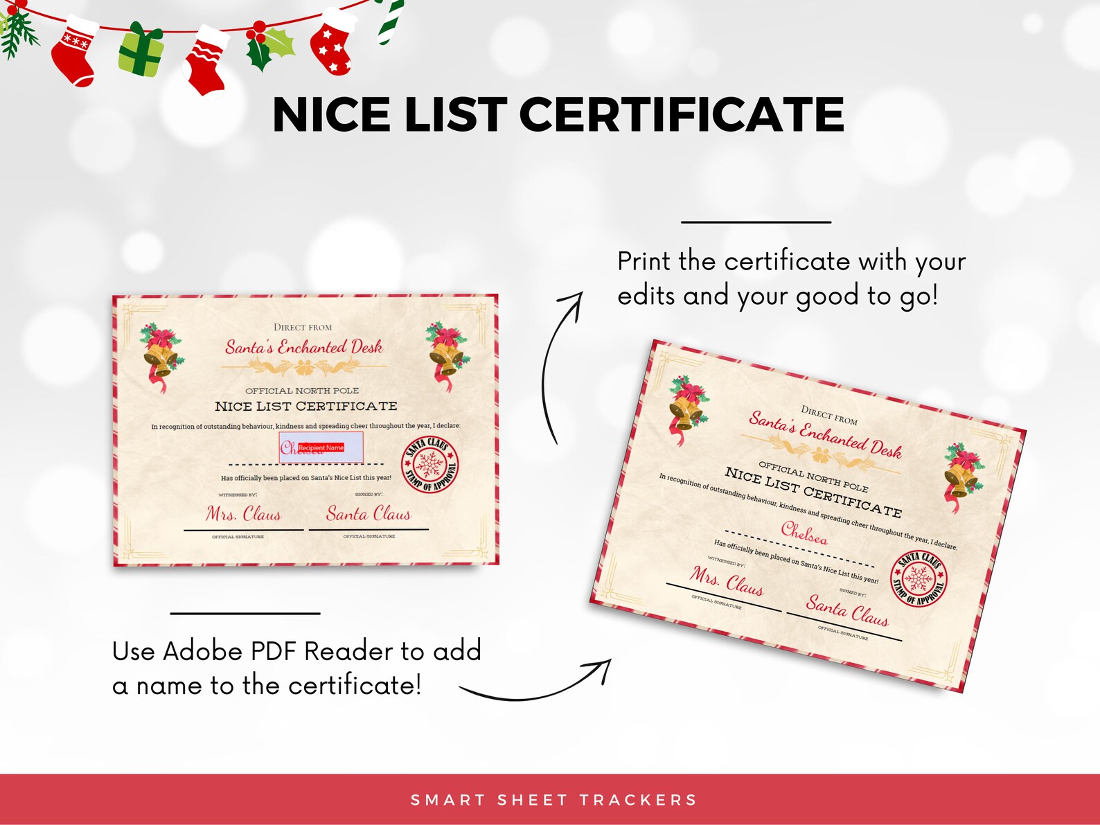 Editable Nice List Certificate From Santa Claus, Certificate From Santa ...