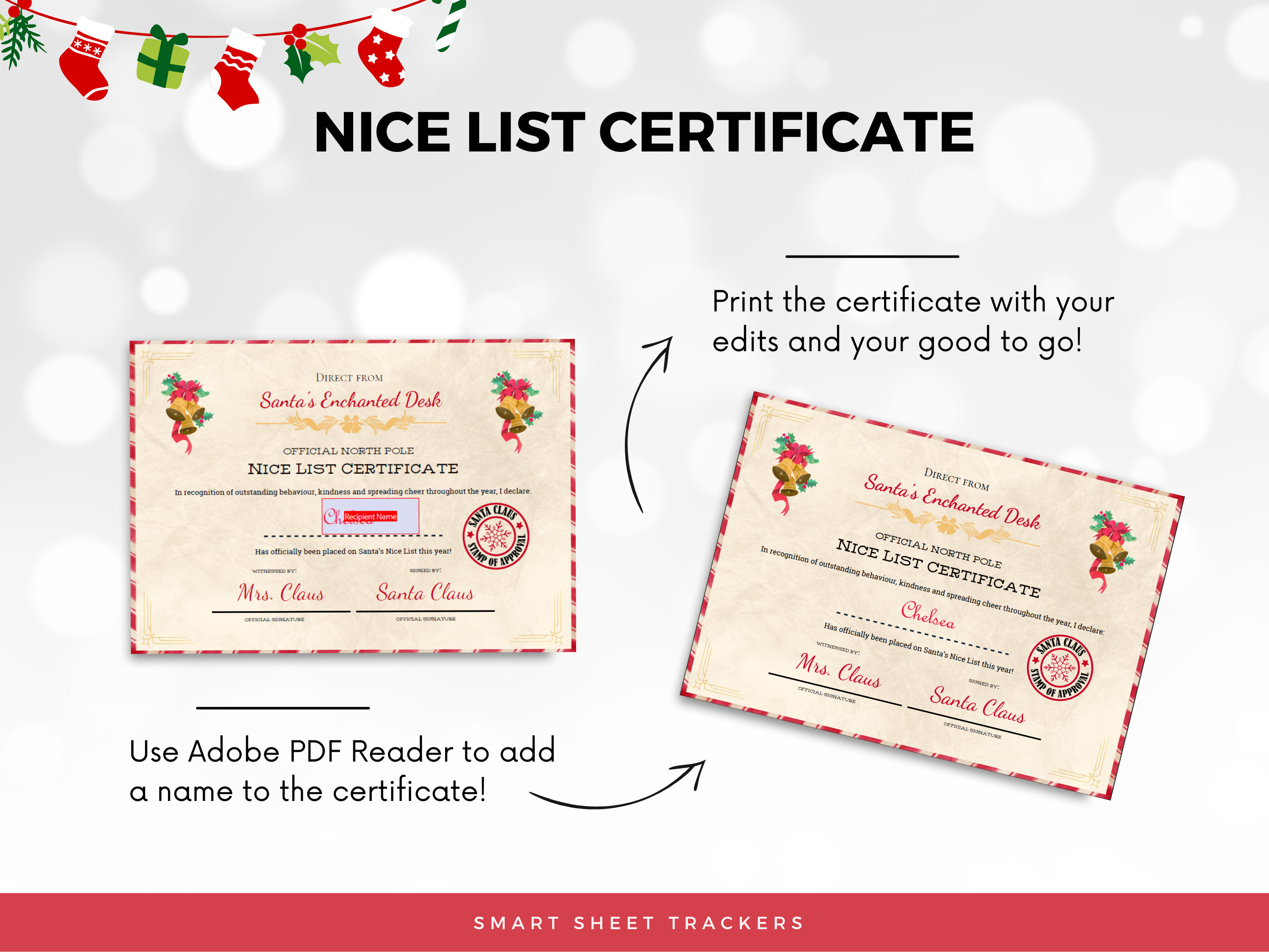 Editable Nice List Certificate From Santa Claus, Certificate From Santa ...