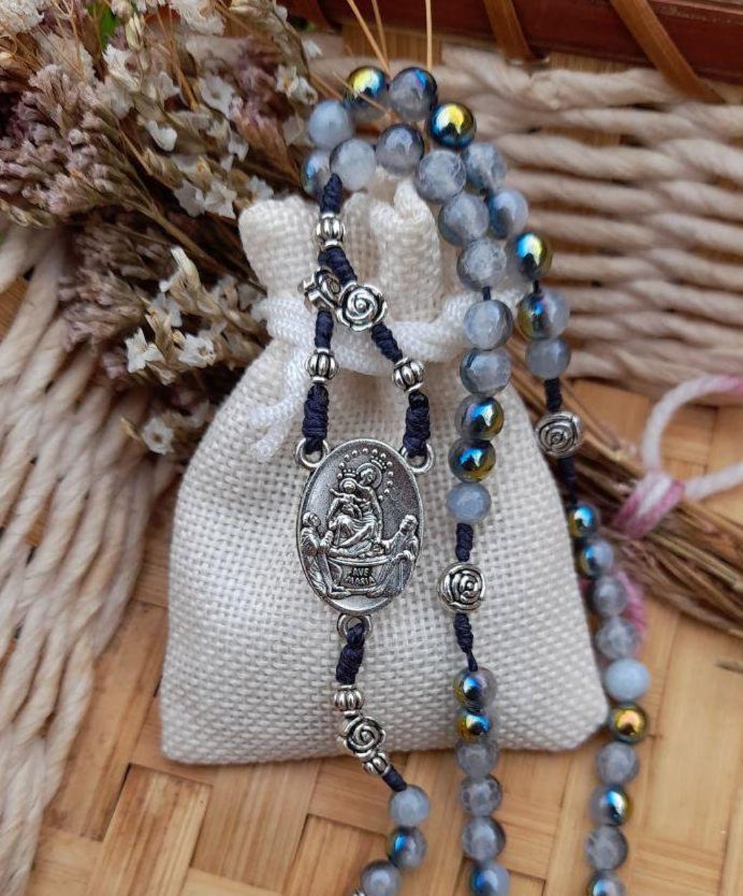 Rosary Roses, Virgin of the Rosary/st. Dominic, Snow Crystal Quartz ...
