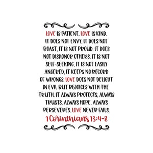 Love Never Fails 1 Corinthians 13:4-8 Bible Verse, Cricut Design Cut ...