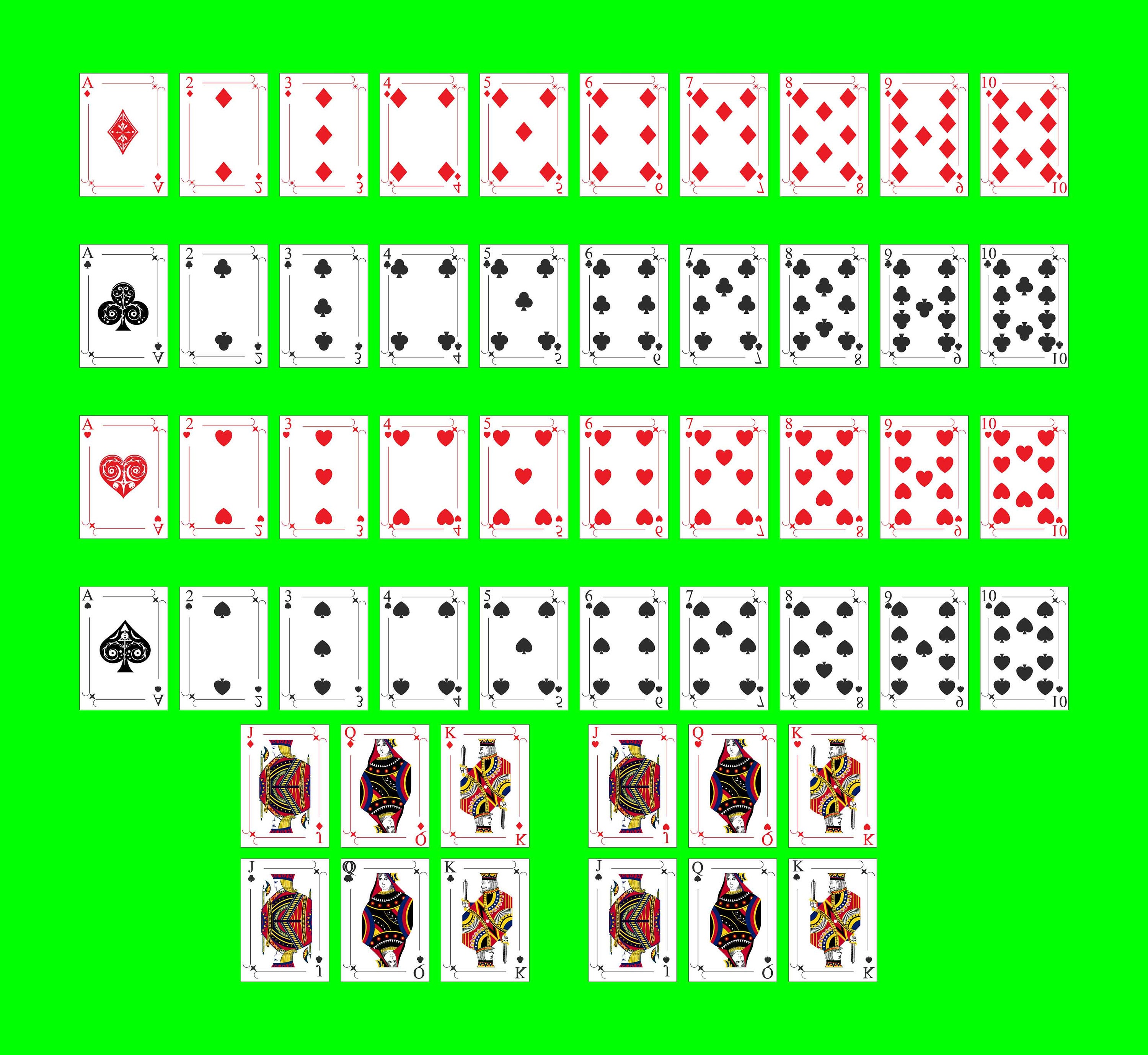 Printable 52 Playing Cards Poker Cards Full Deck Playing - Etsy Australia