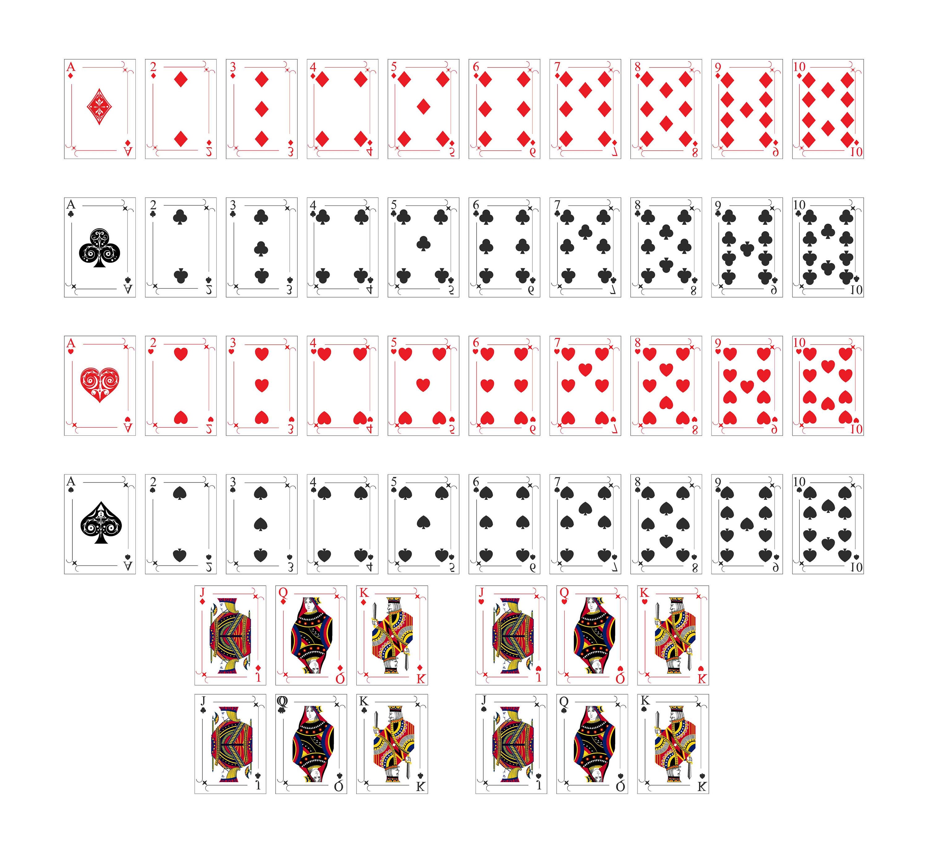 Printable 52 Playing Cards Poker Cards Full Deck Playing - Etsy Australia