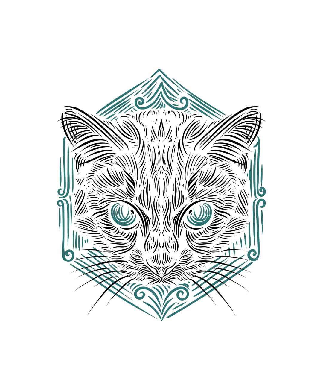Cat Head Lineart, Cat-themed Design, Layered Cricut Design Cut File SVG ...
