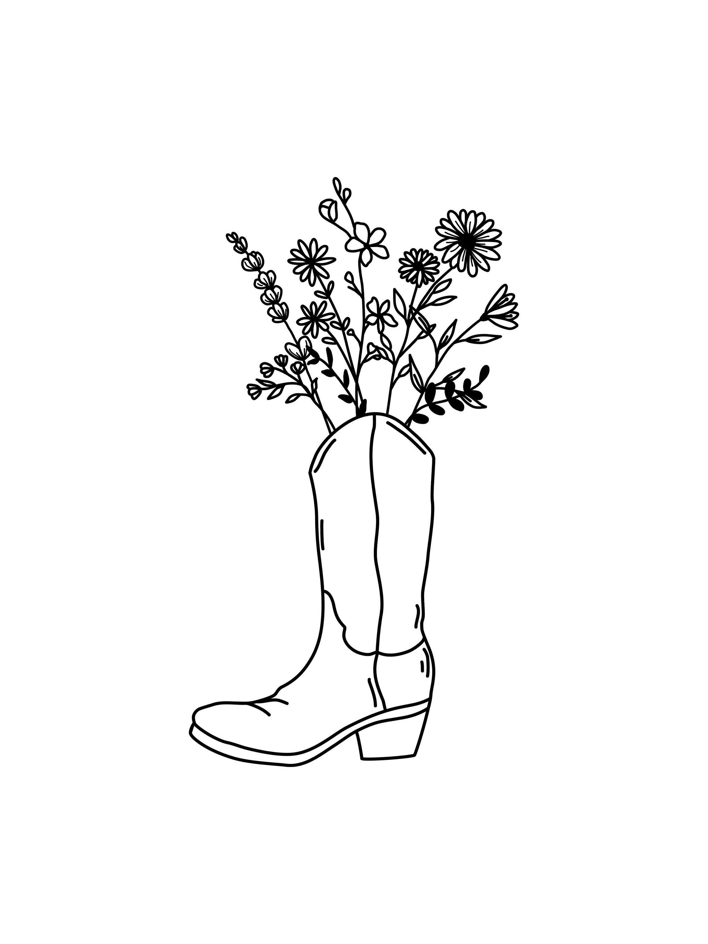 Cowboy Boots With Flower Cut Files SVG PNG JPEG Gif - Etsy