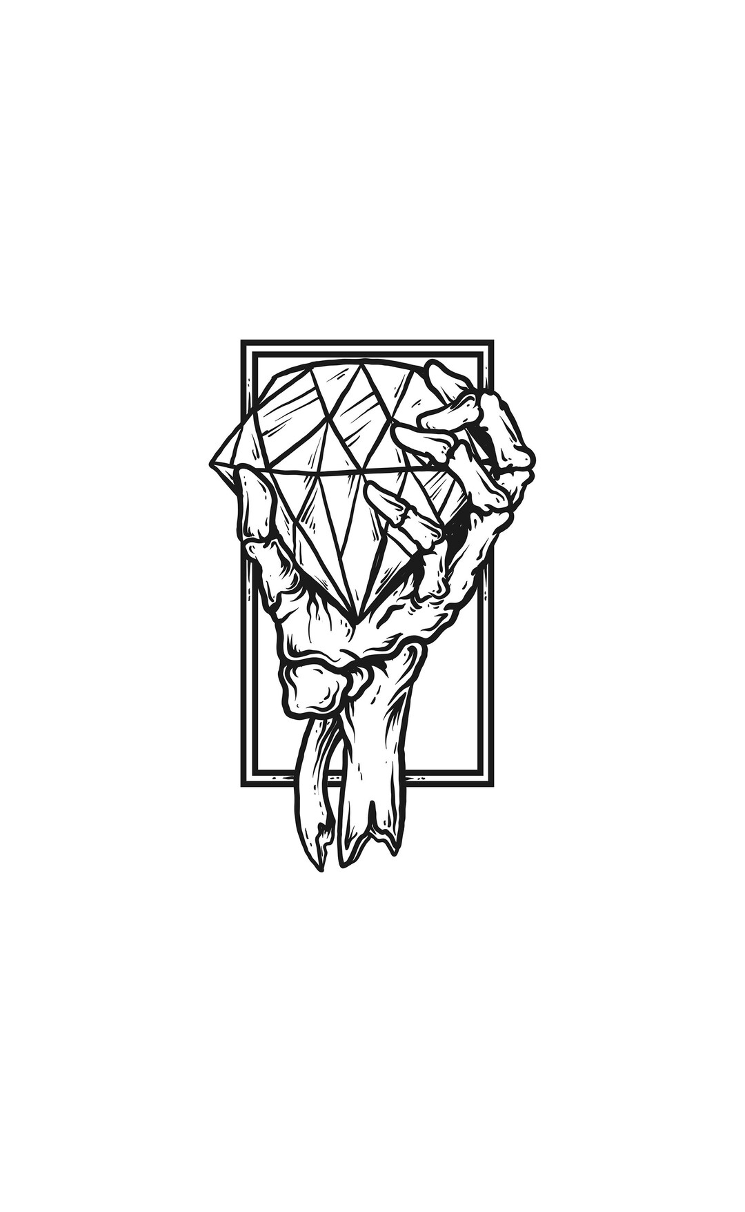 The Diamond in the Palm of the Skeleton Hand, Hand Drawn Style, Layered ...
