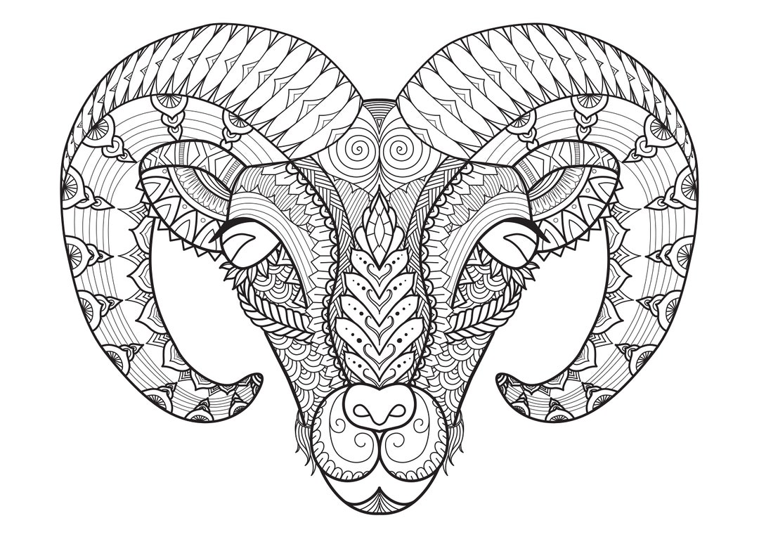 Mandala Goat Head Design Layered Cut Files SVG PNG Ai - Etsy