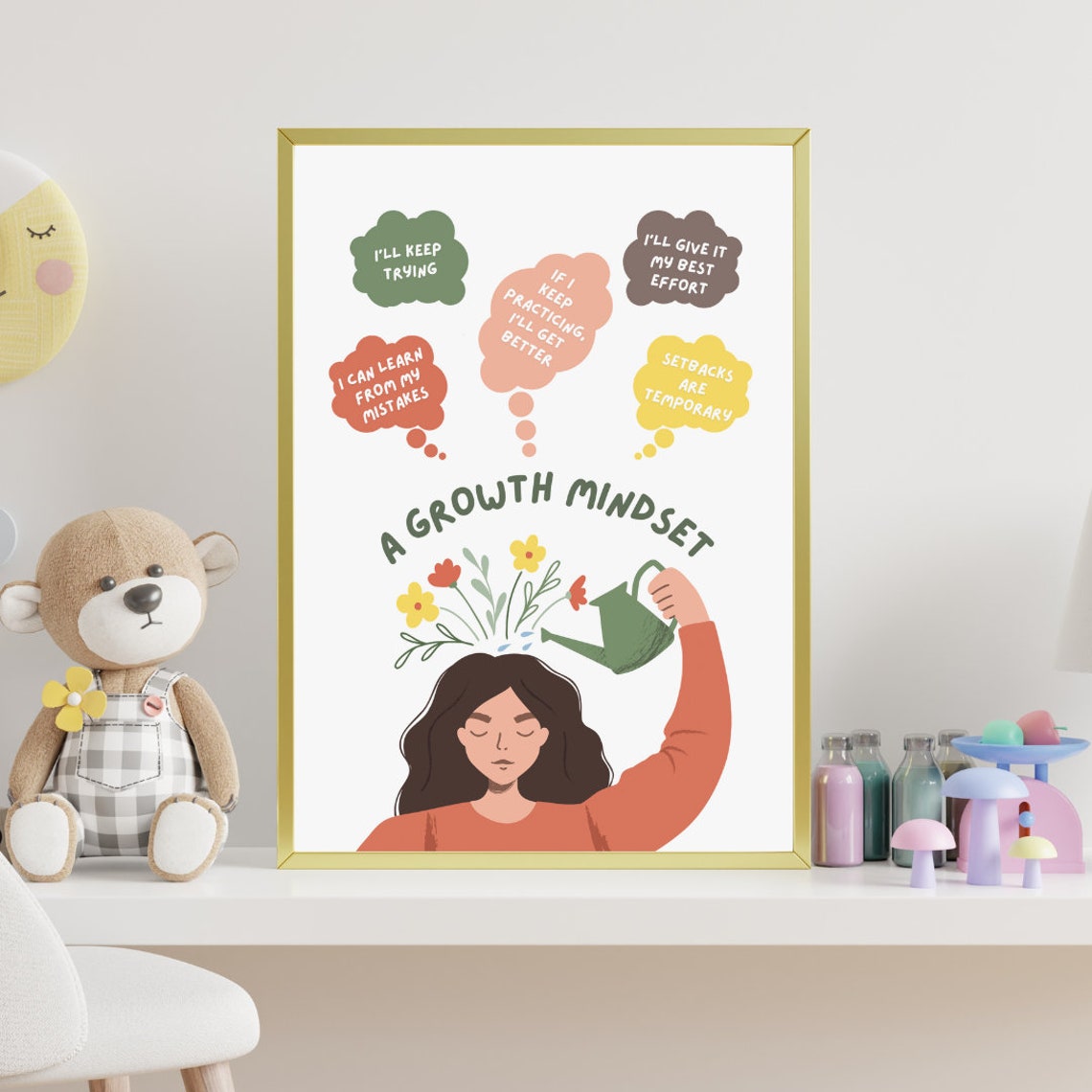 Growth Mindset Print, Kids Room Wall Poster, Classroom Poster, Mind ...