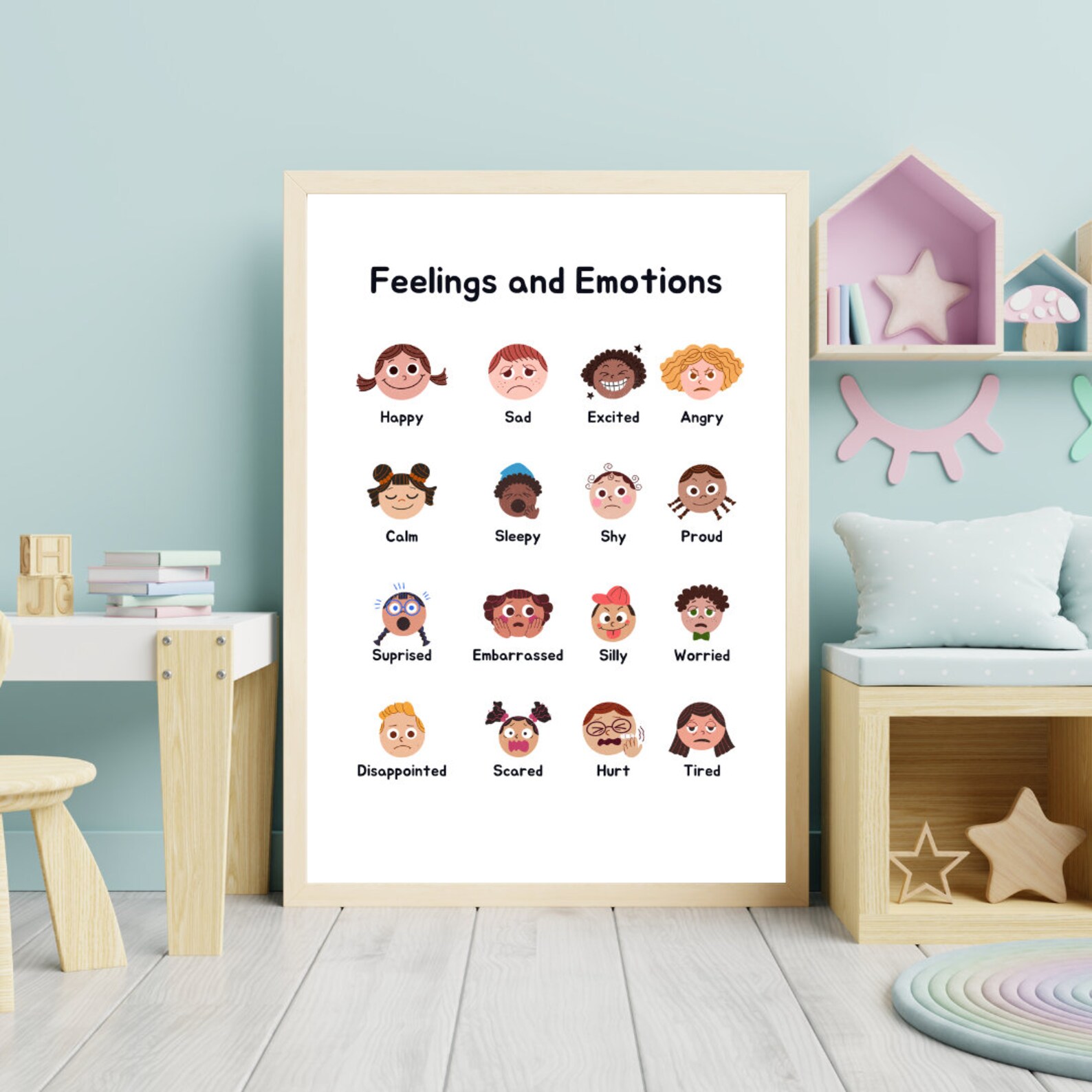 Feelings & Emotions Poster, Classroom Posters, Educational Wall Art ...
