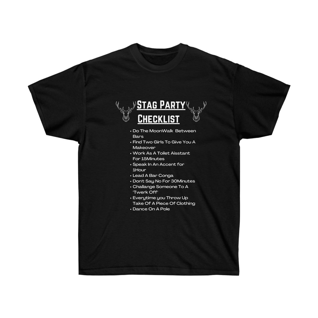 Stag Party Checklist T Shirt Etsy