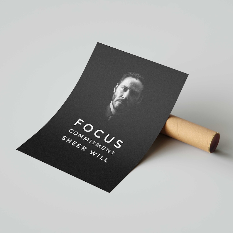 John Wick Portrait Canvas, John Wick Motivational Print, Focus ...