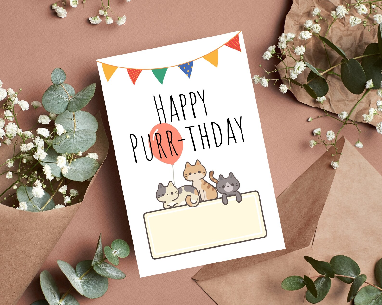 Printable Cats Birthday Card, Instant Download, 4x6 Inches, Birthday ...