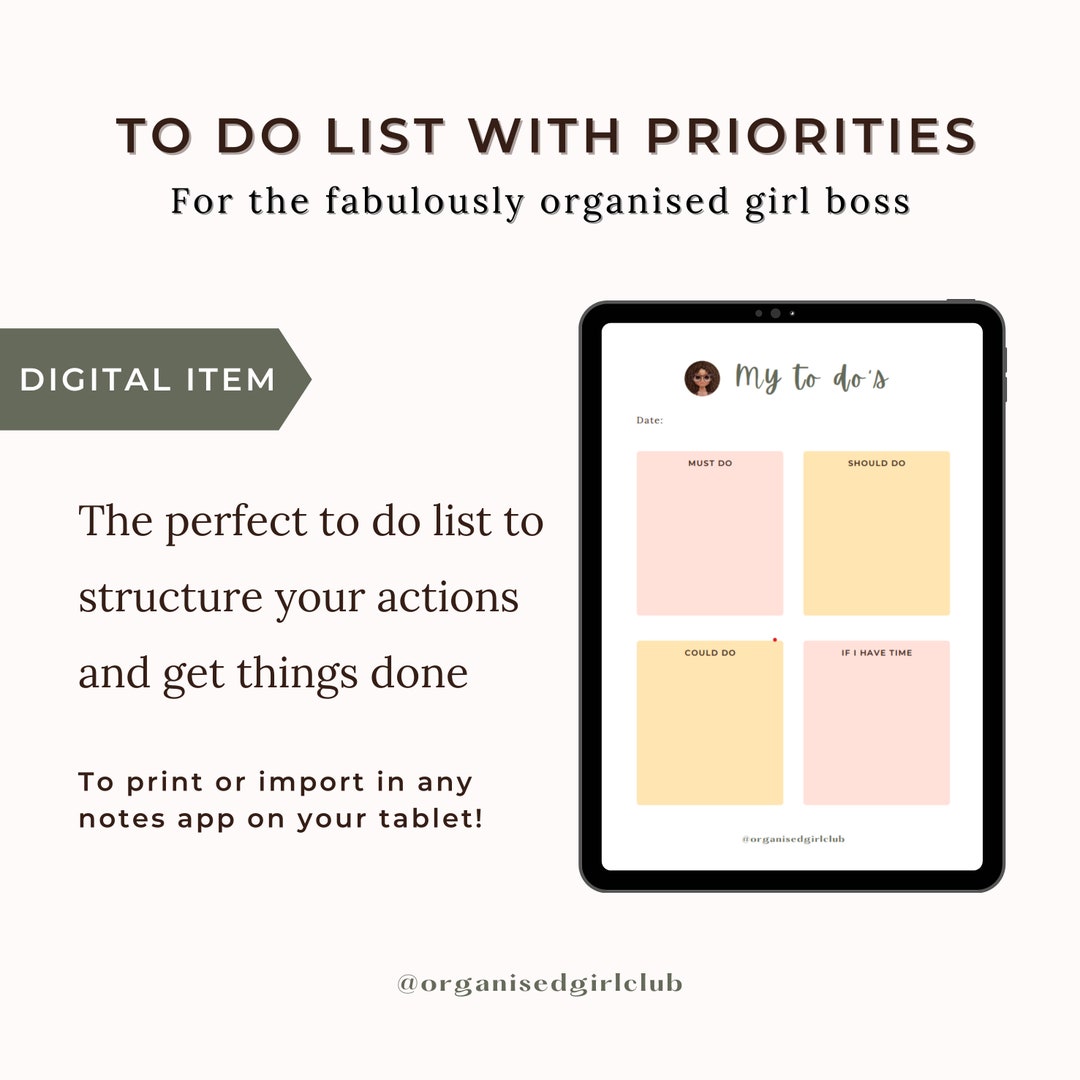 To Do List With Priorities Digital Priority Planner Goodnotes to Do ...
