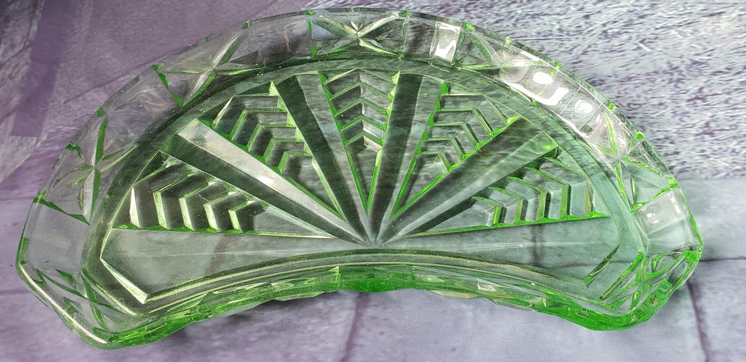 Vintage Green Glass Dressing Table Set Tray - Etsy