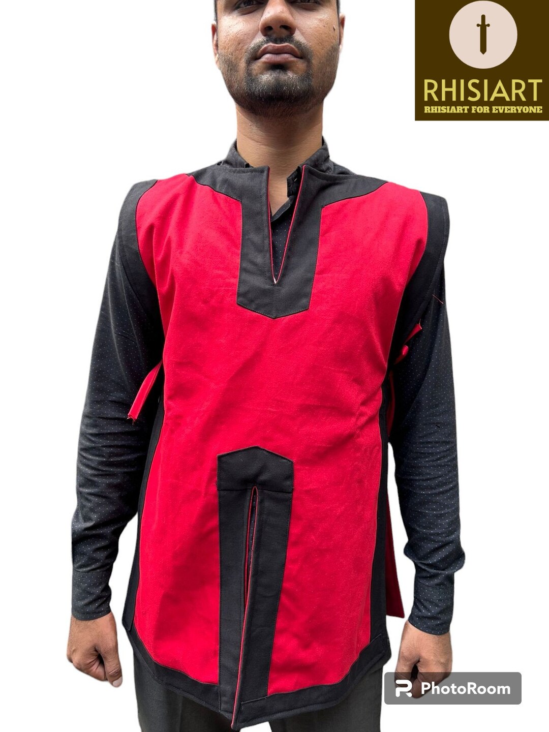 Medieval Red and Black Sleeveless Surcoat Cotton Arming Vest. - Etsy