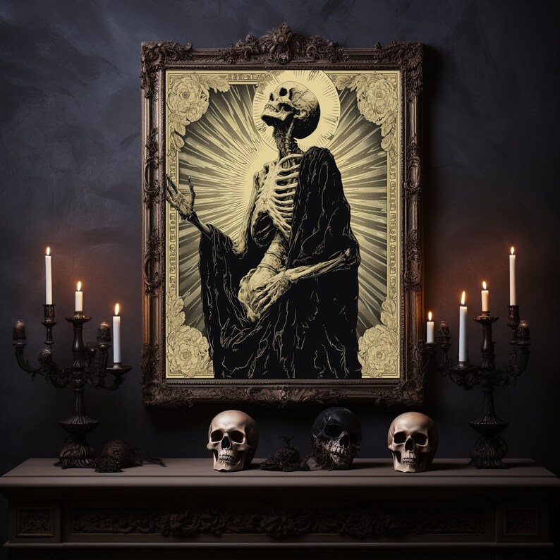 Blessed Skeleton, Skull Print, Wall Art, Home Decor, Horror Poster ...