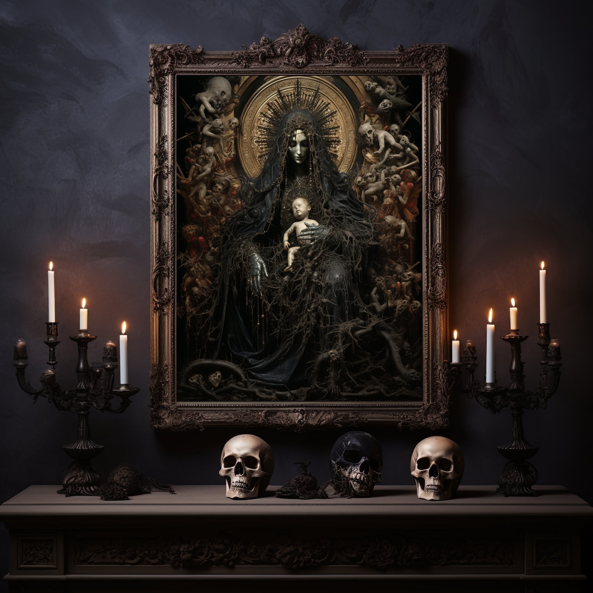 Corruption of Holy, Religious Art, Gothic Wall Art, Home Decor, Horror ...