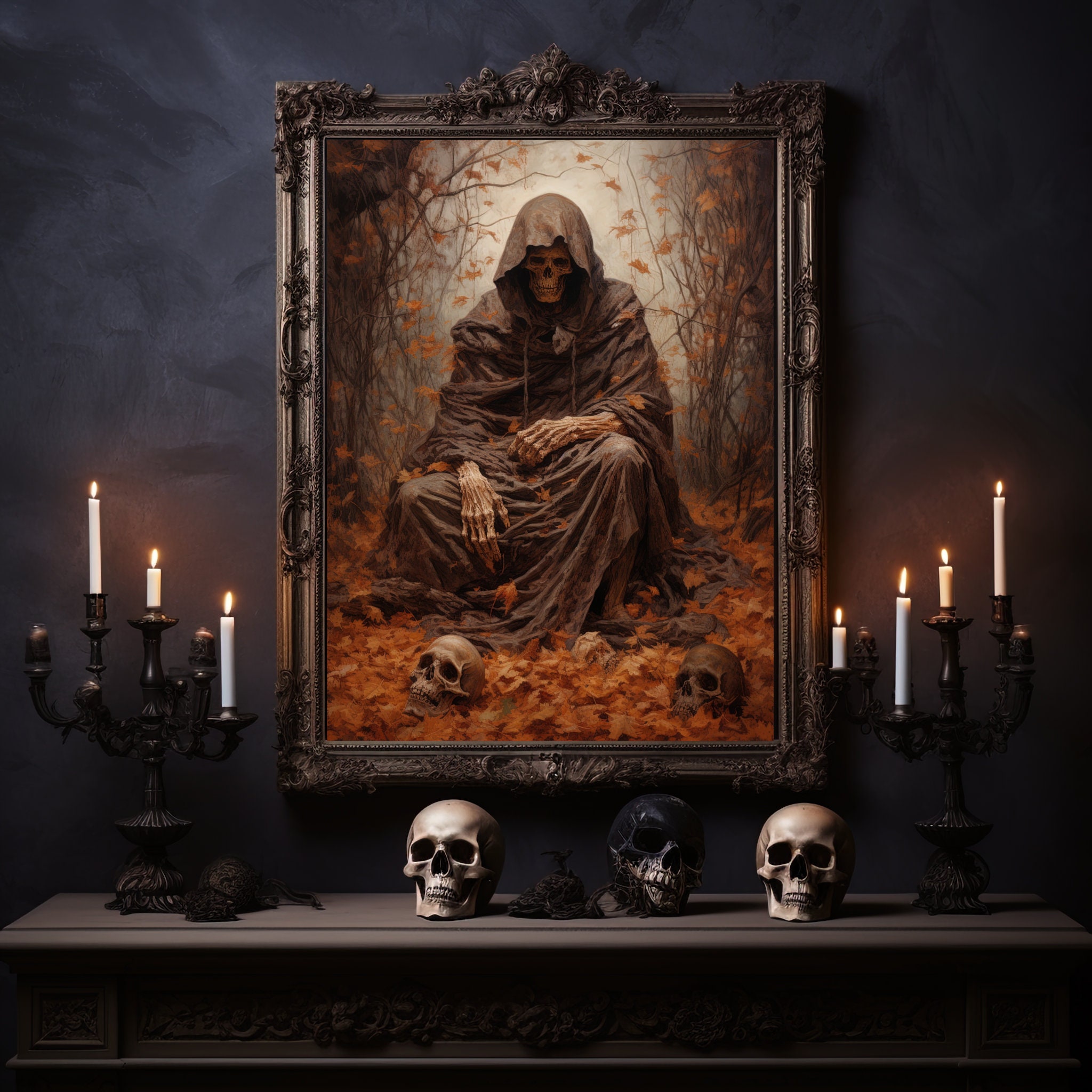 Grim Reaper in Autumn, Grim Reaper Print, Wall Art, Home Decor, Horror ...