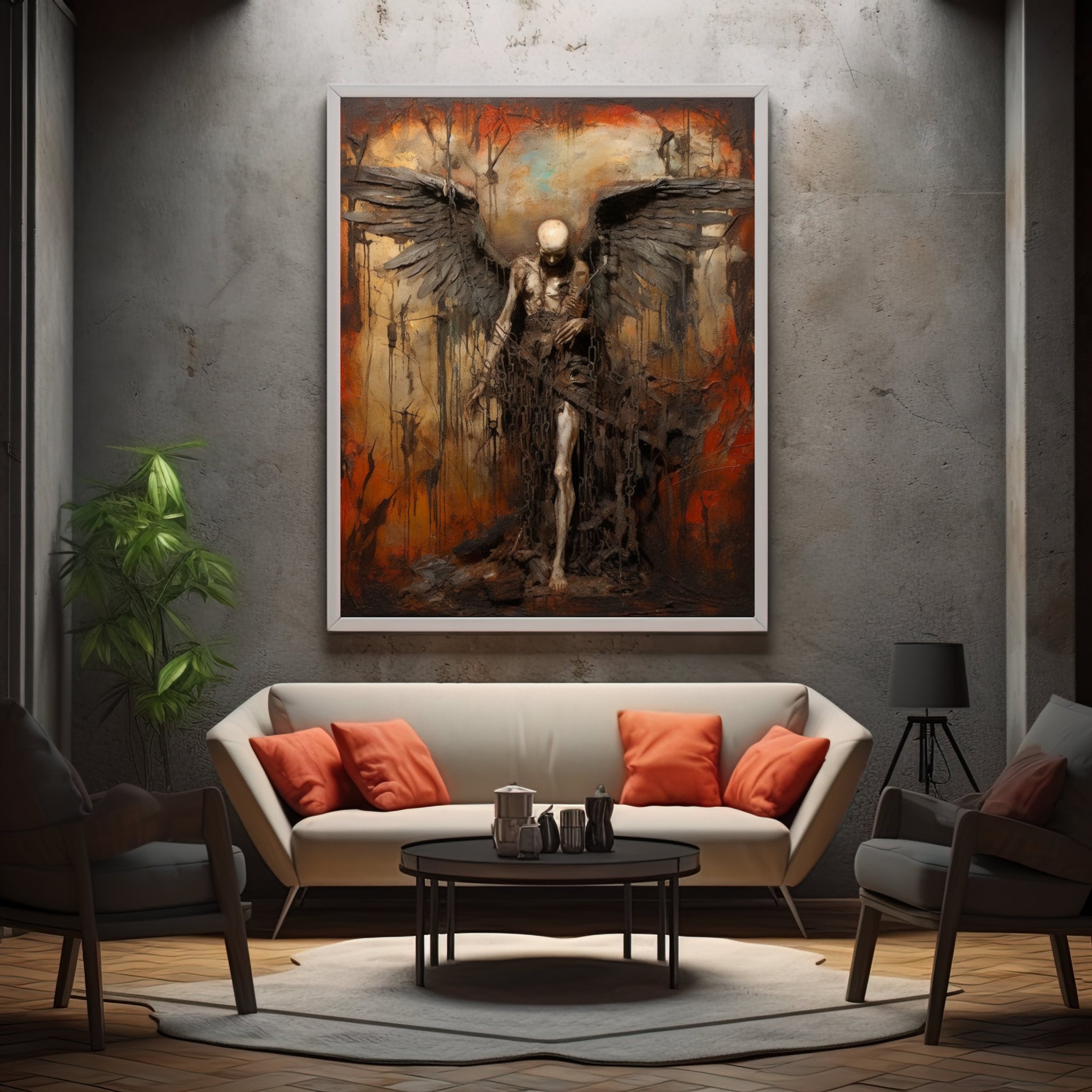 Unchained, Fallen Angel Print, Gothic Wall Art, Home Decor, Horror ...