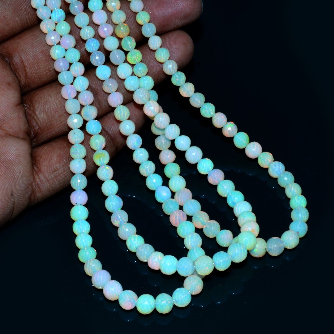 Natural Ethiopian Opal Faceted Round Balls, 4.5 to 7 Mm, Rainbow Fire ...