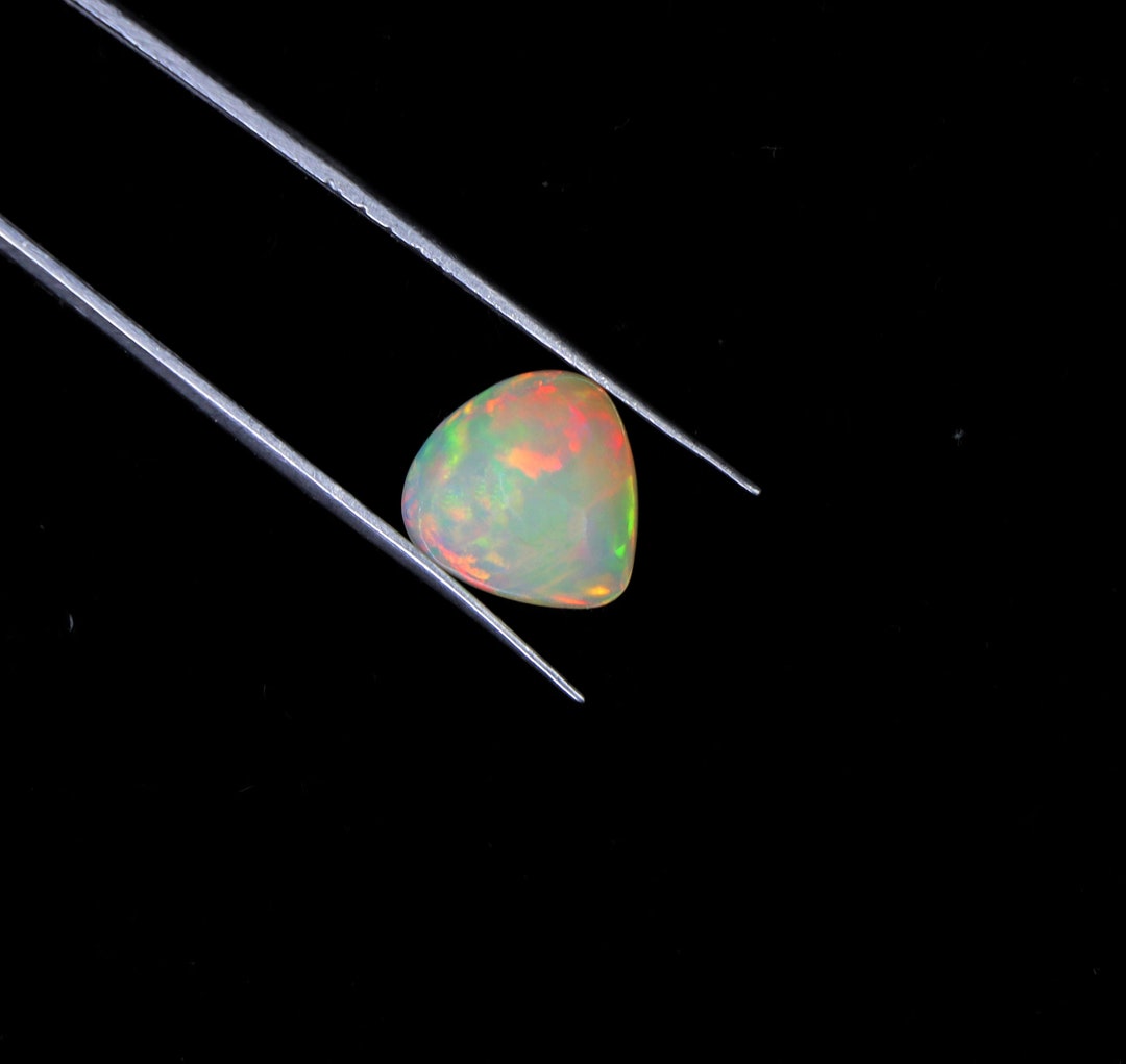 12MM 3.40 Carats, Natural Ethiopian Opal, Smooth Heart Shape Cabochon ...