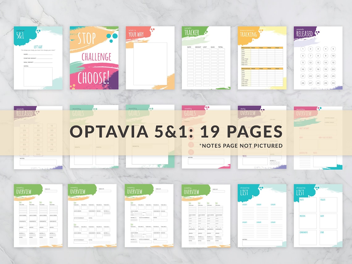 Optavia 5 and 1 Journal Pages, Optavia 5 and 1 Planner, Weight-loss ...