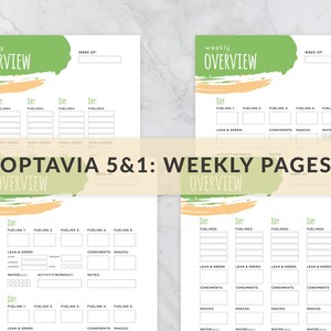 Optavia 5 and 1 Journal Pages, Optavia 5 and 1 Planner, Weight-loss ...