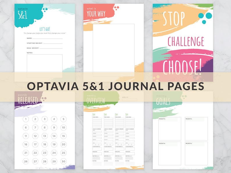Optavia 5 and 1 Journal Pages, Optavia 5 and 1 Planner, Weight-loss ...