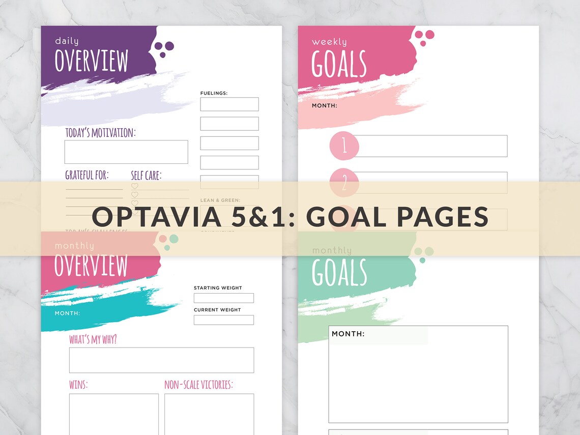 Optavia 5 and 1 Journal Pages, Optavia 5 and 1 Planner, Weight-loss ...