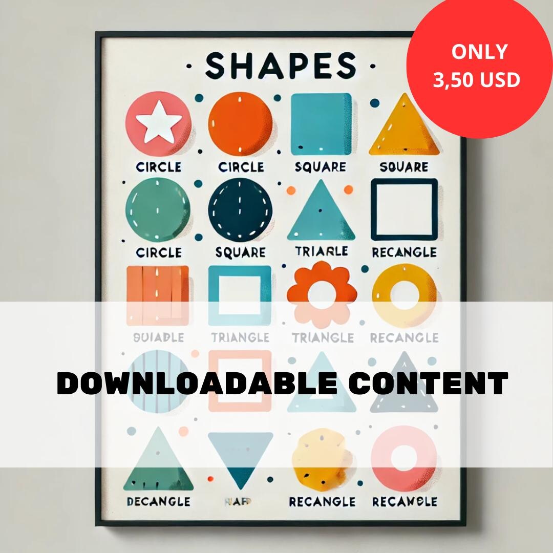 Geometric Shapes Educational Poster for Kids Instant Download Nursery ...