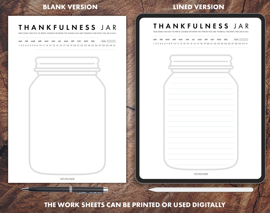 Thankfulness Jar, Gratitude Jar, A4/A5 DIGITAL + PRINTABLE, Gratitude ...