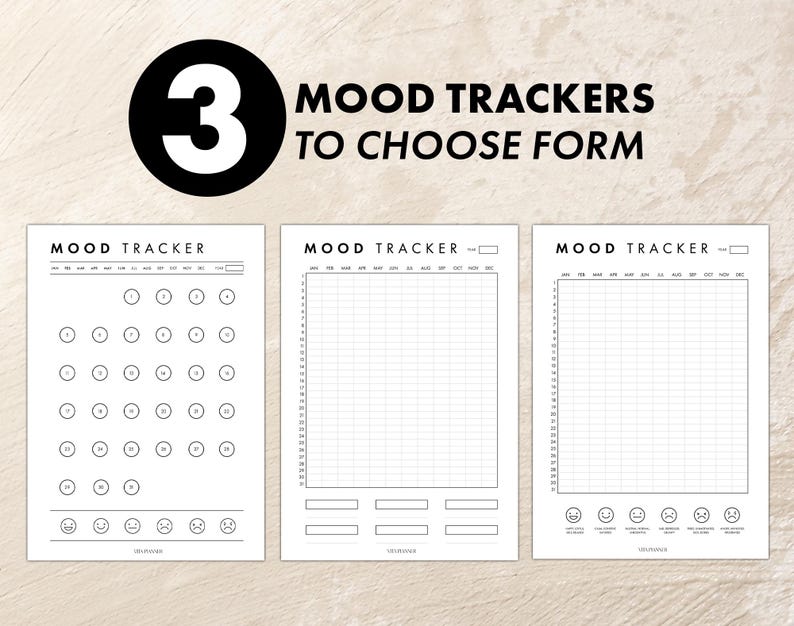 Mood Tracker, Monthly Mood Tracker, A4/A5 DIGITAL + PRINTABLE, Yearly ...