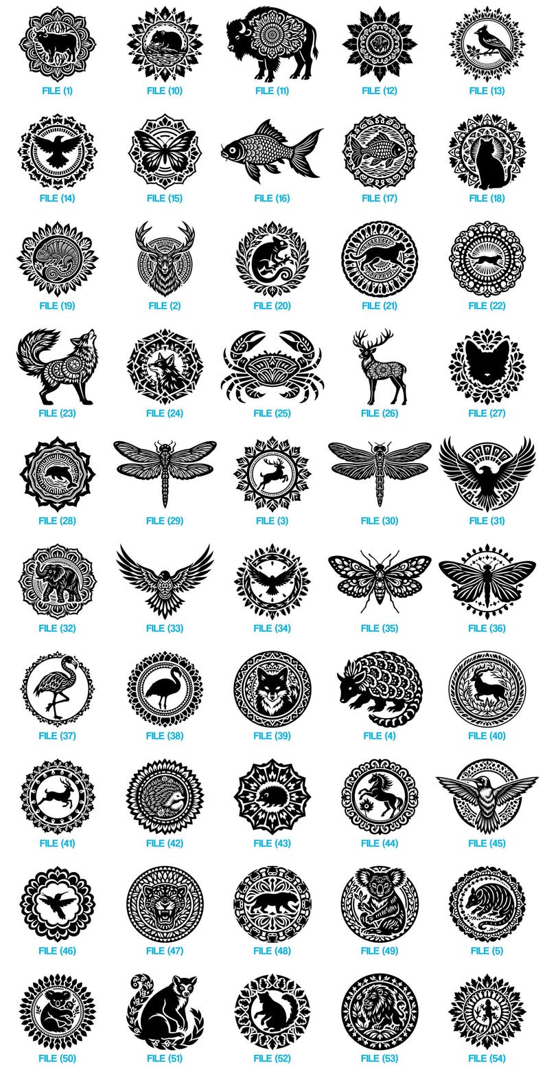 Mandala Animal Silhouettes Svg & Png Bundle for Cricut and Laser ...