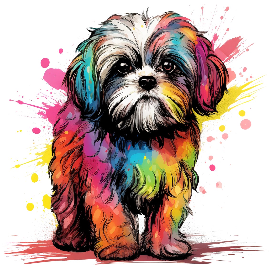Shih Tzu Dog Pet Lover Owner Alcohol Ink Colorful Watercolor Graphic ...
