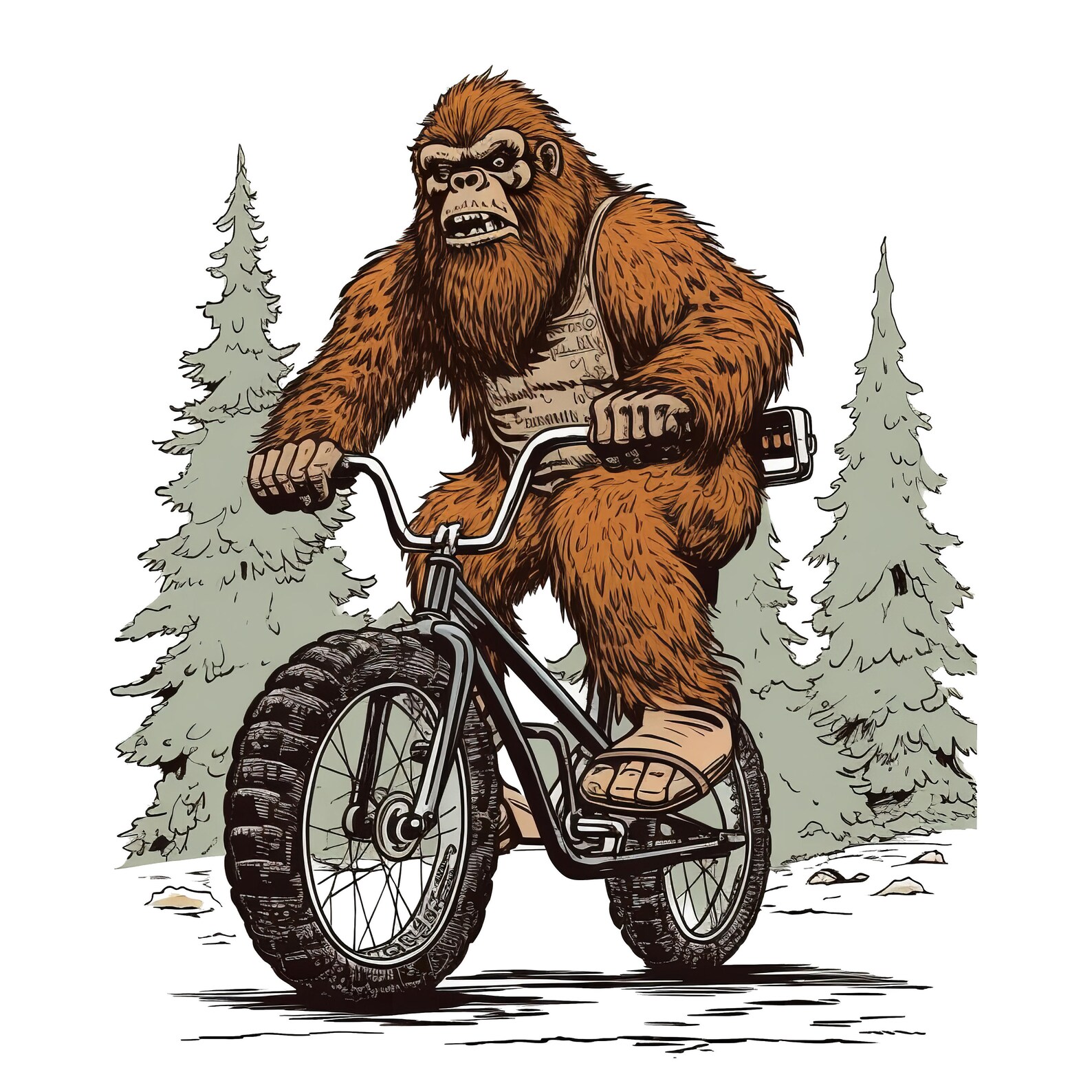 Bigfoot PNG Sublimation Design -bigfoot Riding a Bike Instant Digital ...