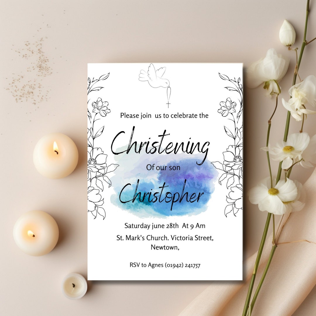 Digital Invitation, Christening Invitation, Join Us for This Beautiful ...