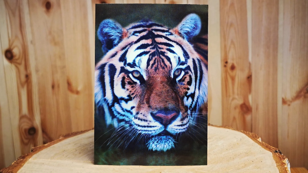 3D Lenticular Postcard 12x17cm TIGER 3D Effect Small Holographic ...