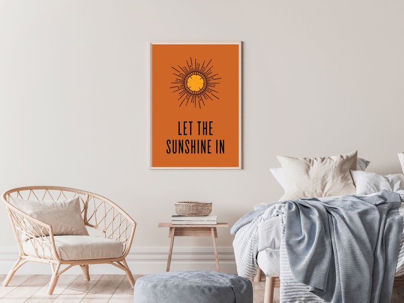 Let the Sunshine in Retro Printable Living Room Art Bedroom Wall Poster ...