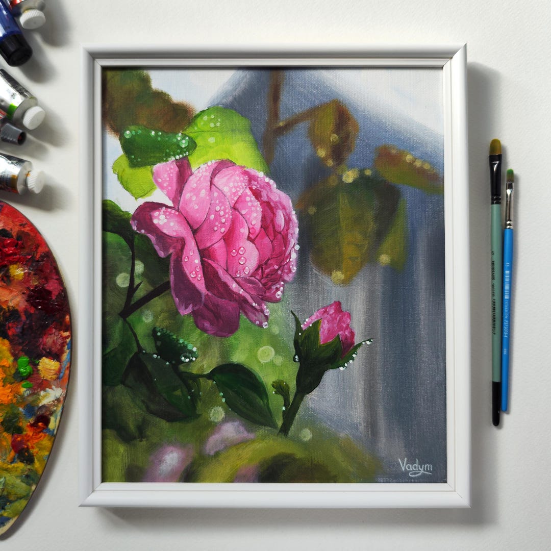 Realistic Roses Painting - Original Acrylic Painting - Flower Realism ...