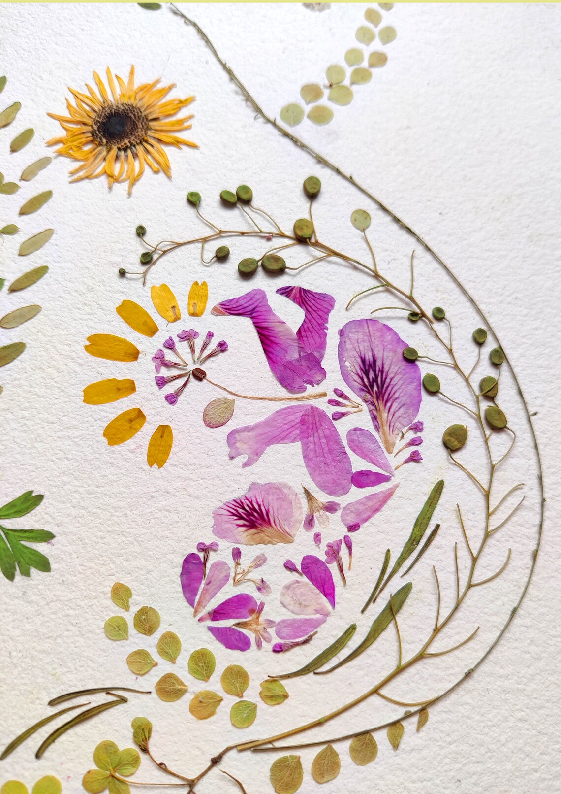 Pregnant Woman Wall PRINT Natural Pressed Flower Art Pregnancy Gift ...