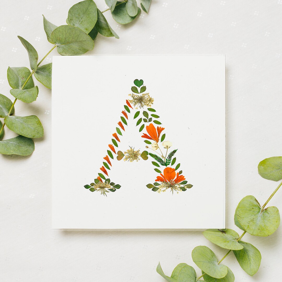 Custom Monogram PRINT Custom Letter A With Pressed Flowers - Etsy