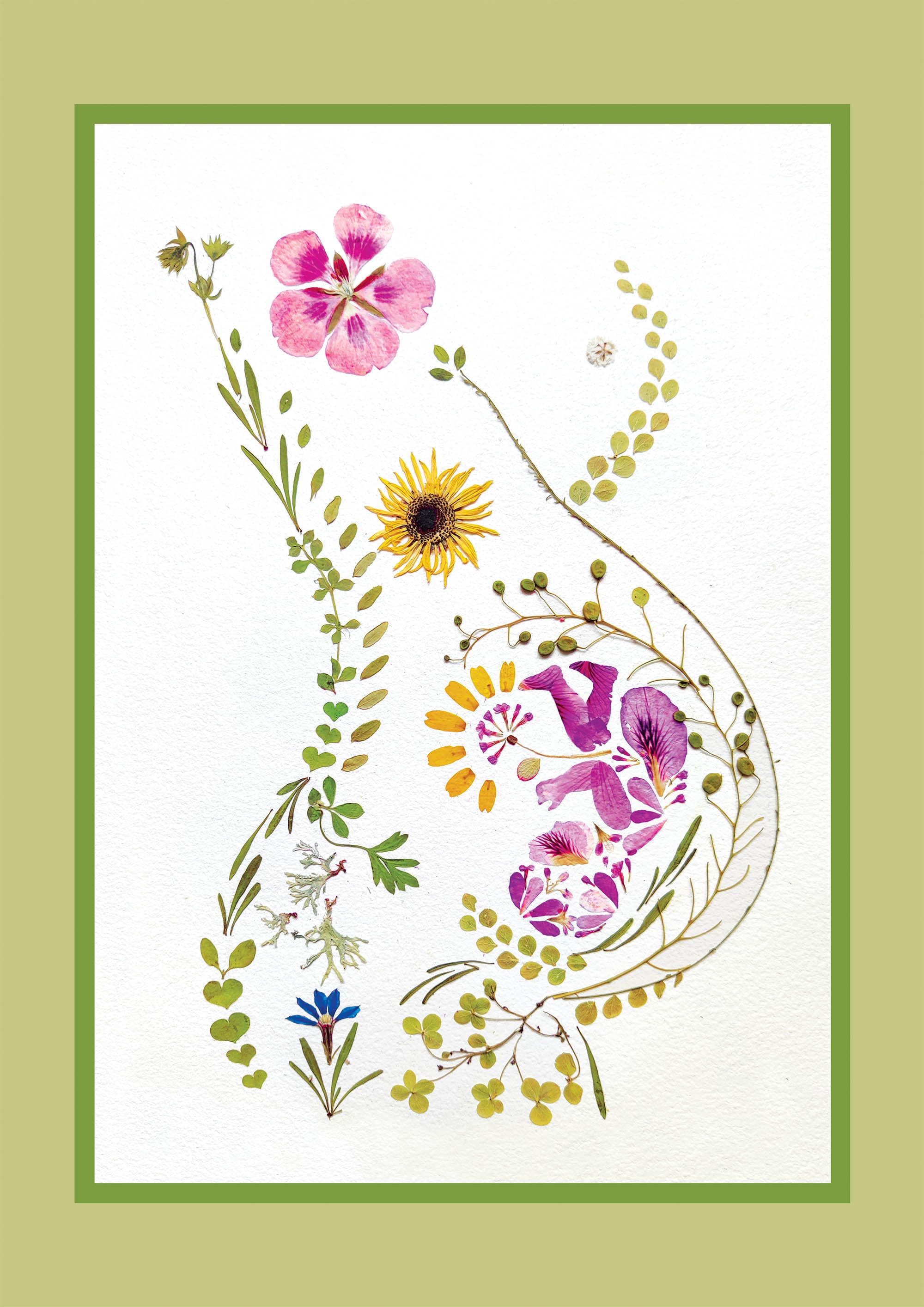 Pregnant Woman Wall PRINT Natural Pressed Flower Art Pregnancy Gift ...
