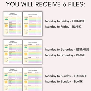 Editable Chore Chart for Kids | School Day Checklist Printable | Cute ...