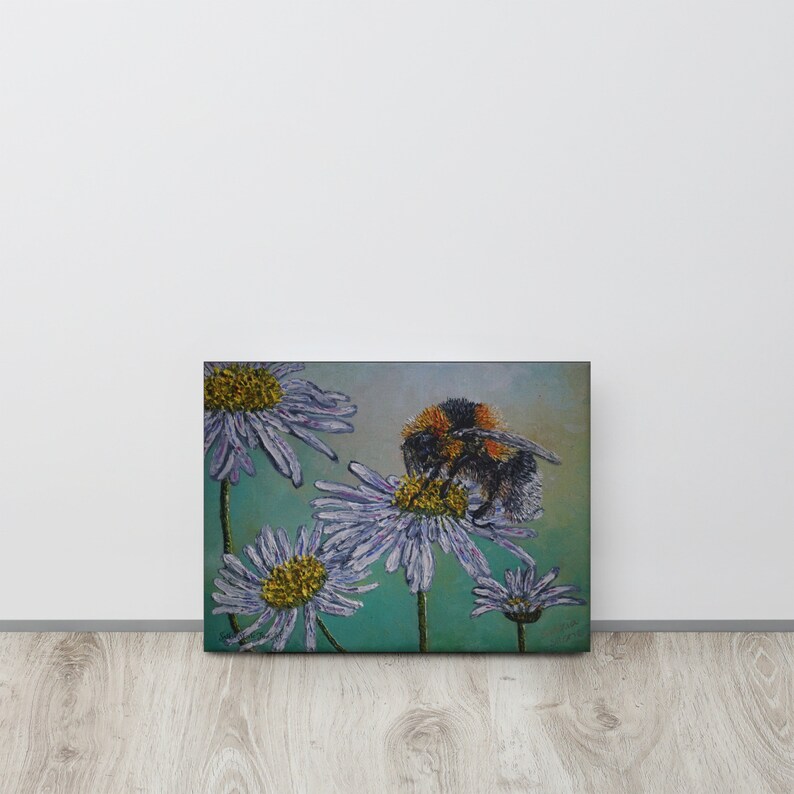Daisy, Daisy Canvas Wall Art, Daisy Flower With Bee Wall Art, Bee ...