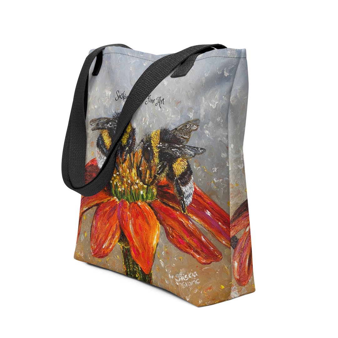 Team Work Tote Bag, Collaboration Tote Bag, Floral Bee Tote Bag, Unity ...