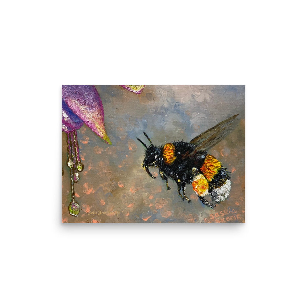 Just One More Poster, Painting Portrait Bumble Bee, Poster Print Canvas ...
