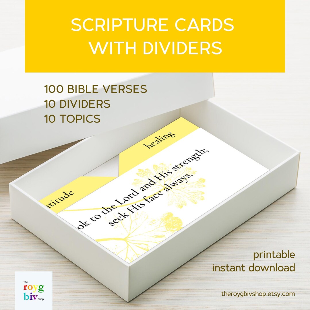 Scripture Cards With Card Dividers, Printable Bible Verse Cards ...