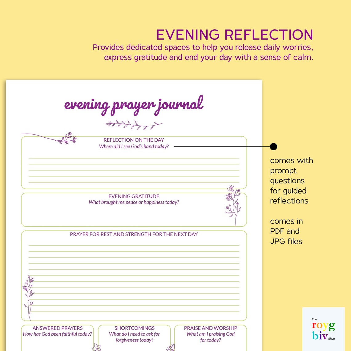 Prayer Journal Digital Download, Morning Evening Journal, Journal Pages ...