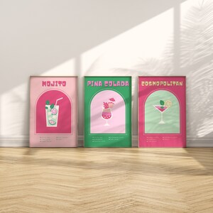 Cocktails DIGITAL Wall Art Set Pop Art Drink Poster Girly - Etsy
